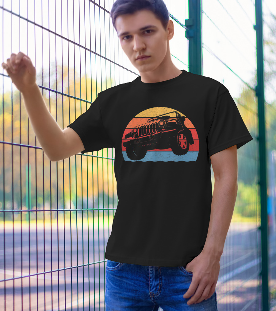 Retro Vintage Jeeps Great 4x4 70s Sunset Stripes T-Shirt