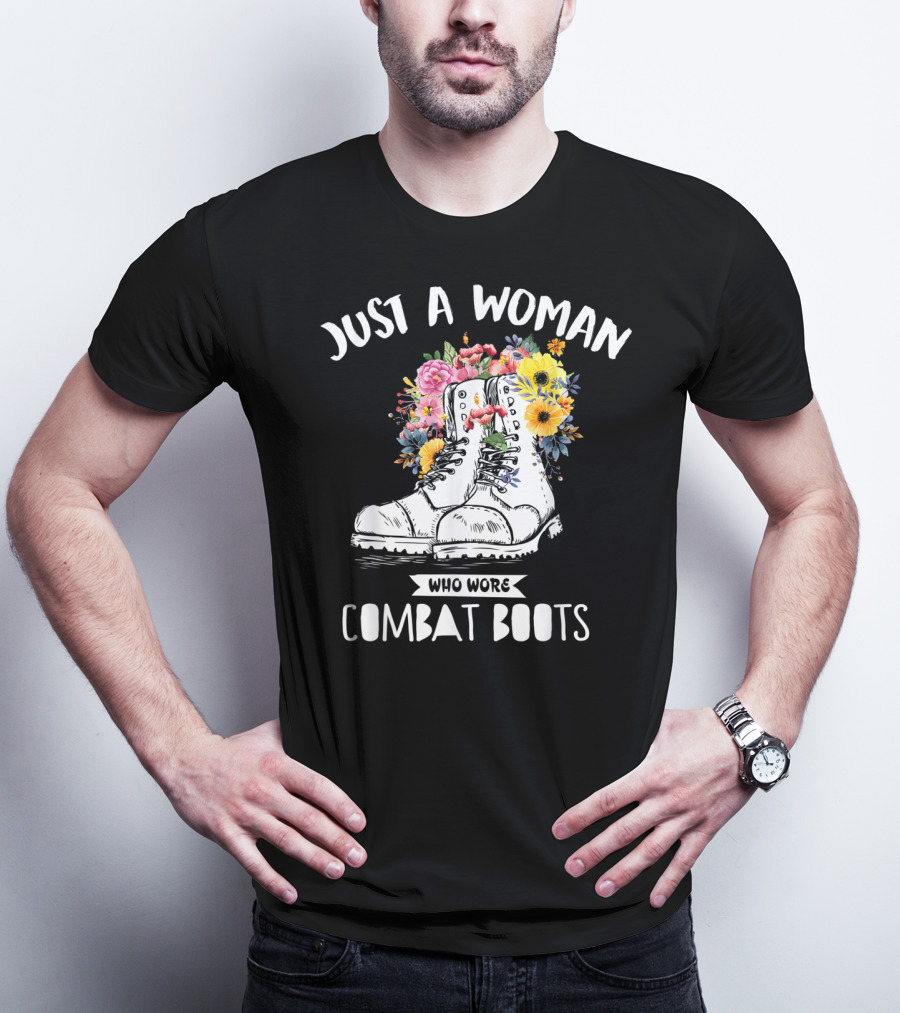 Just A Woman Who Wore Combat Boots Retro Vintage T-Shirt