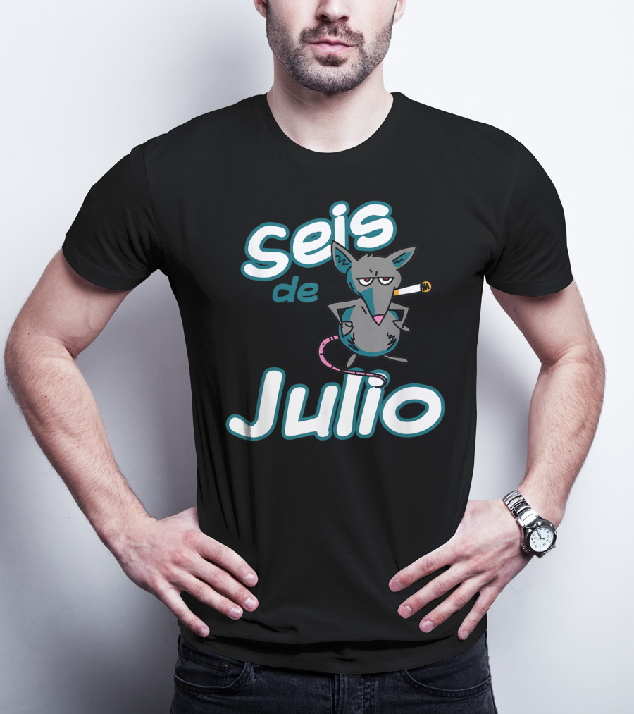 Seis De Julio Smoking Rat Character T-Shirt