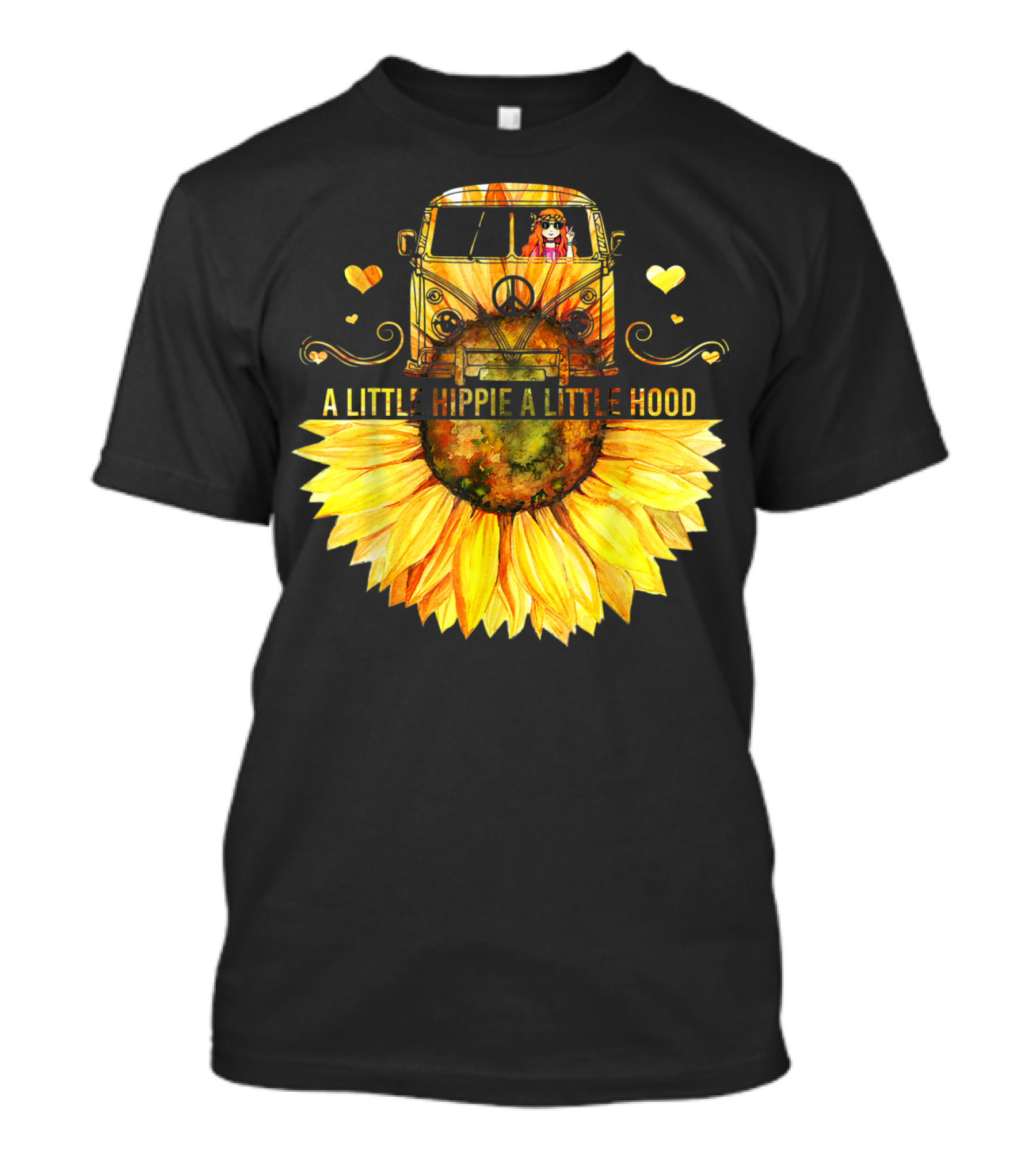 A Little Hippie A Little Hood Sunflower Bus Retro Vibes T-Shirt