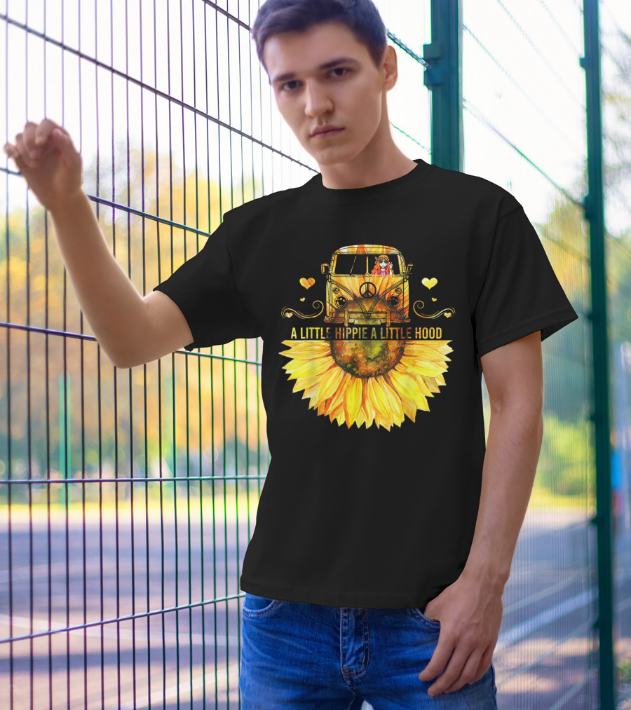 A Little Hippie A Little Hood Sunflower Bus Retro Vibes T-Shirt