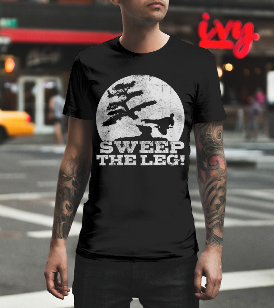 Sweep The Leg Karate Silhouette Bonsai Moon T-Shirt