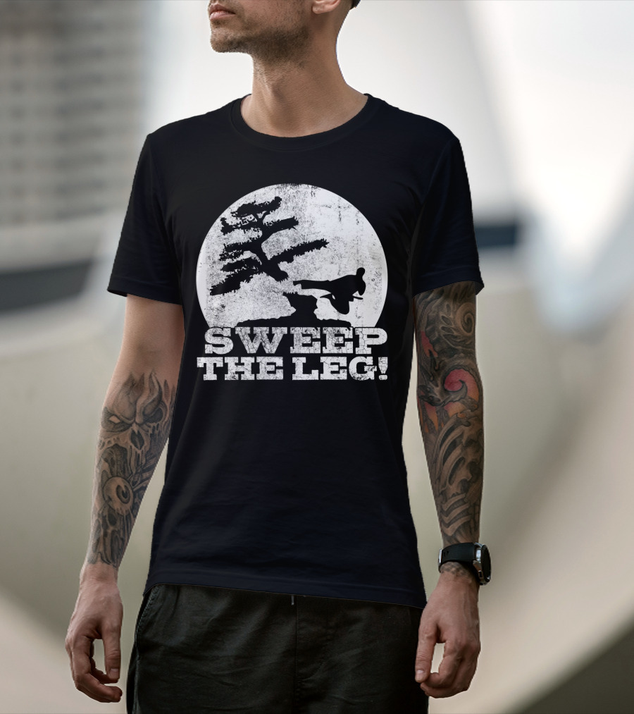 Sweep The Leg Karate Silhouette Bonsai Moon T-Shirt