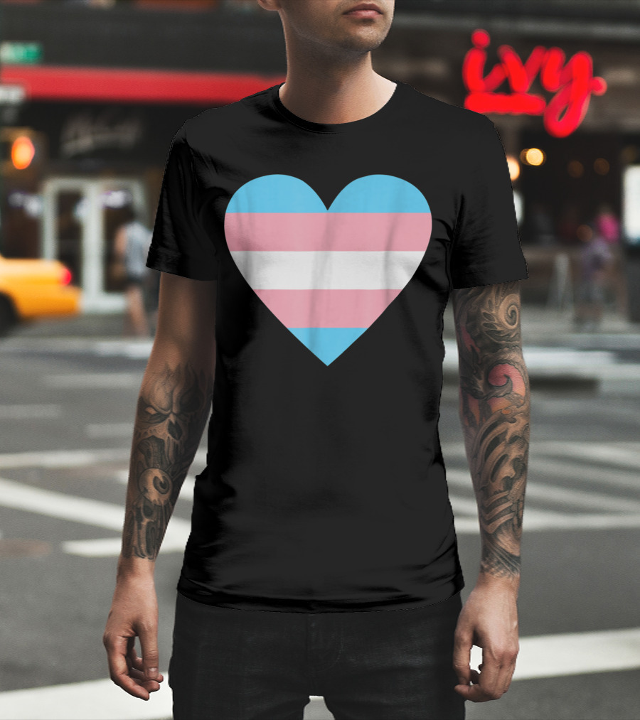 Transgender Flag Heart For Pride T-Shirt