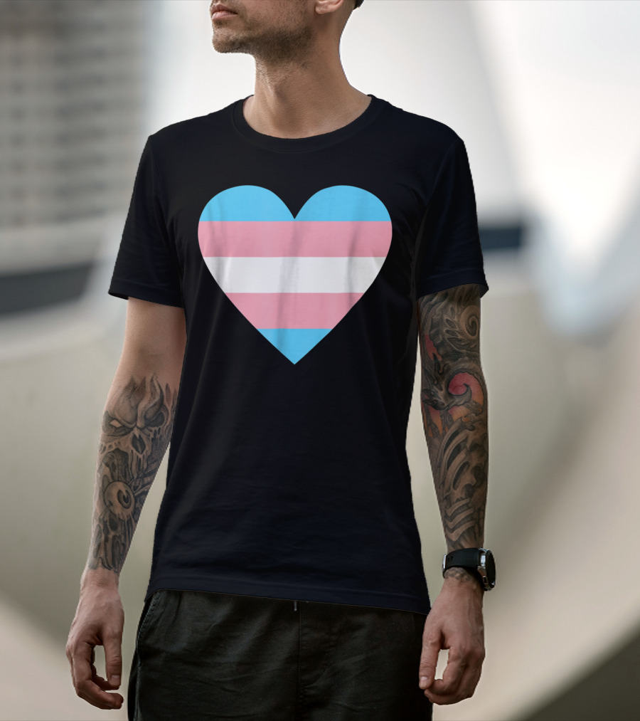 Transgender Flag Heart For Pride T-Shirt