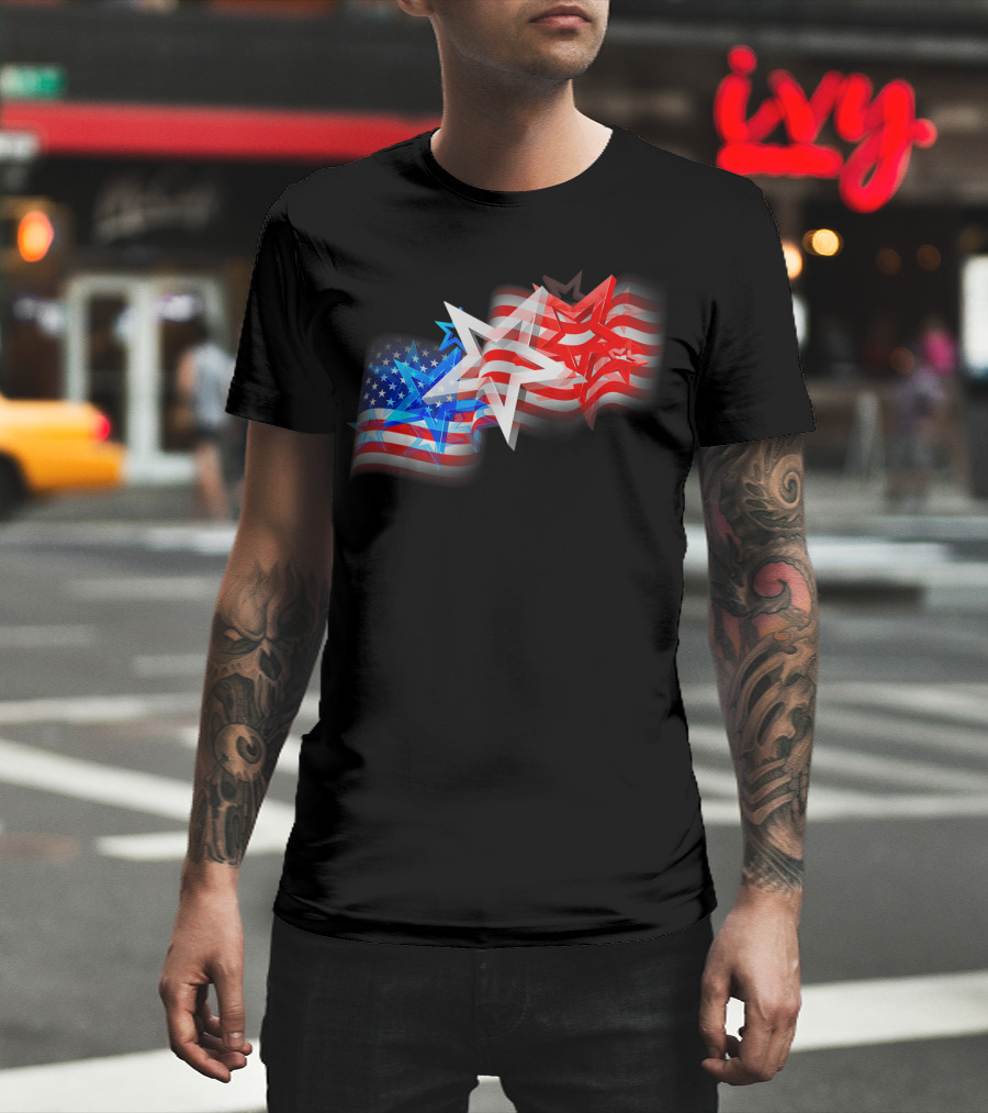 US Flag Patriotic American Stars And Stripes Iconic T-Shirt