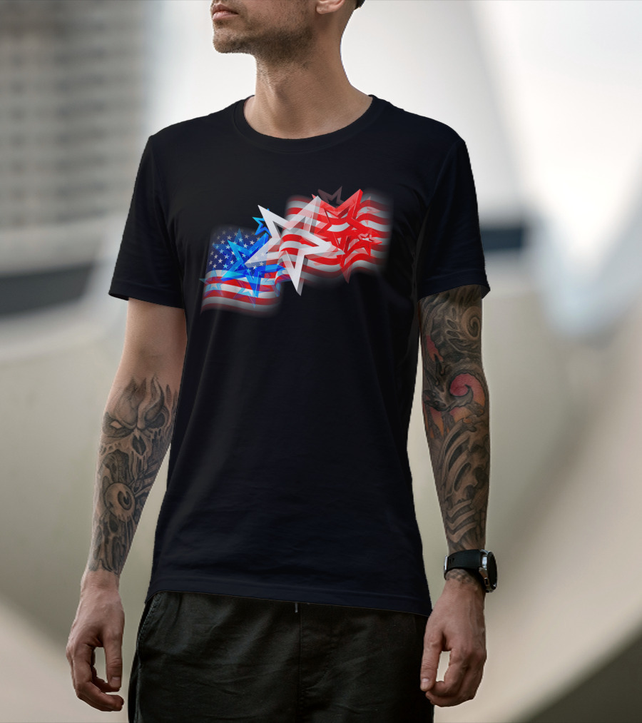 US Flag Patriotic American Stars And Stripes Iconic T-Shirt