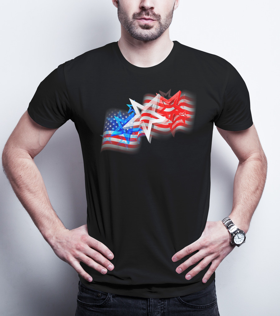US Flag Patriotic American Stars And Stripes Iconic T-Shirt