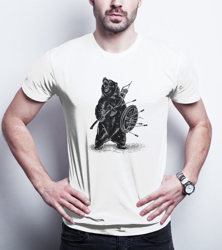 Viking Bear Warrior Polar Bear With Axe And Shield T-Shirt