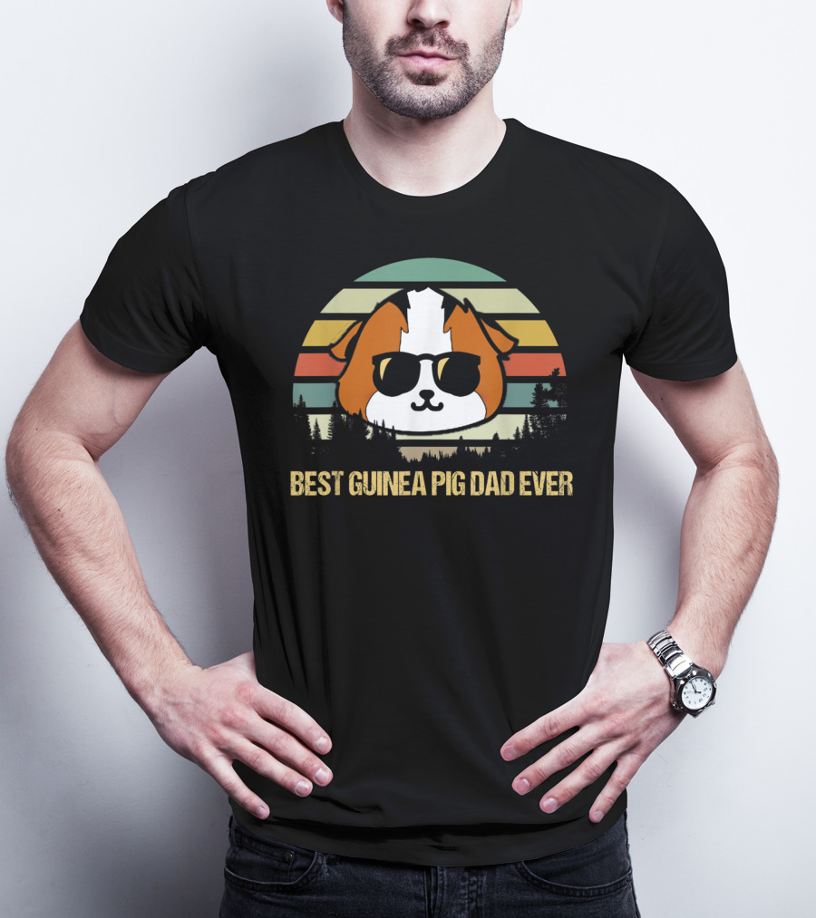 Best Guinea Pig Dad Ever Vintage Sunglasses Forest T-Shirt