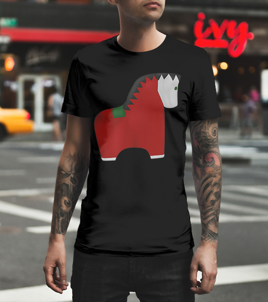 A Special Comic Horse Red Figurine With Black And White Mane T-Shirt