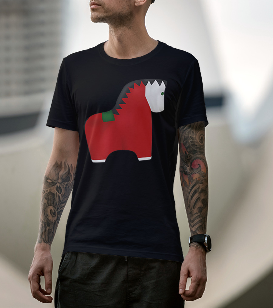 A Special Comic Horse Red Figurine With Black And White Mane T-Shirt