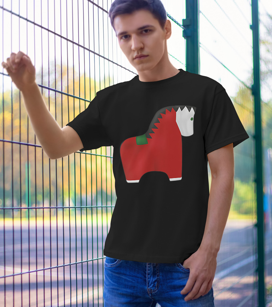 A Special Comic Horse Red Figurine With Black And White Mane T-Shirt