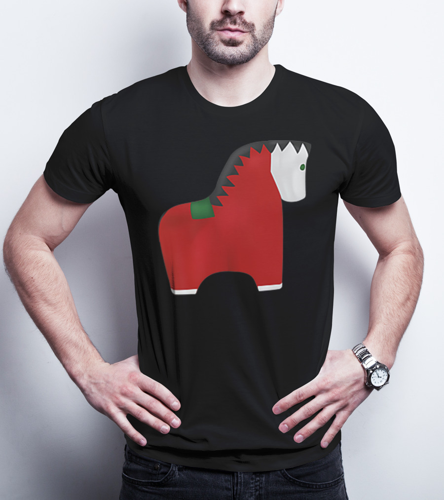 A Special Comic Horse Red Figurine With Black And White Mane T-Shirt