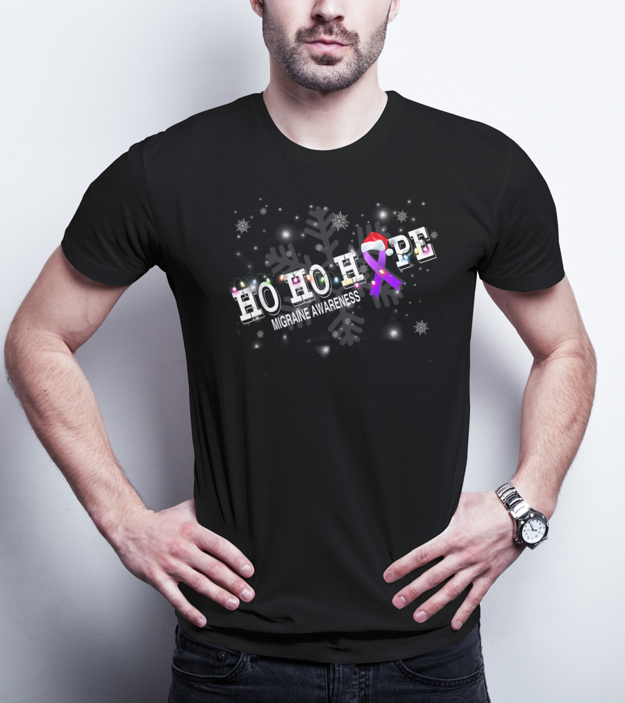 HO HO HOPE Migraine Awareness Christmas Snowflakes T-Shirt