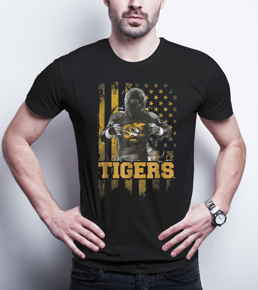 Tigers Football Mizzou Flag And Player Stars T-Shirt