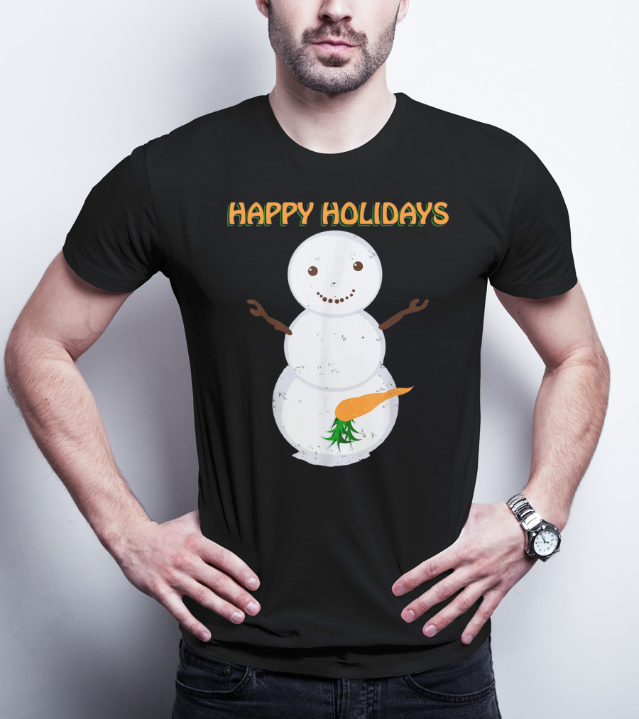 Happy Holidays Naughty Dirty Carrot Snowman T-Shirt