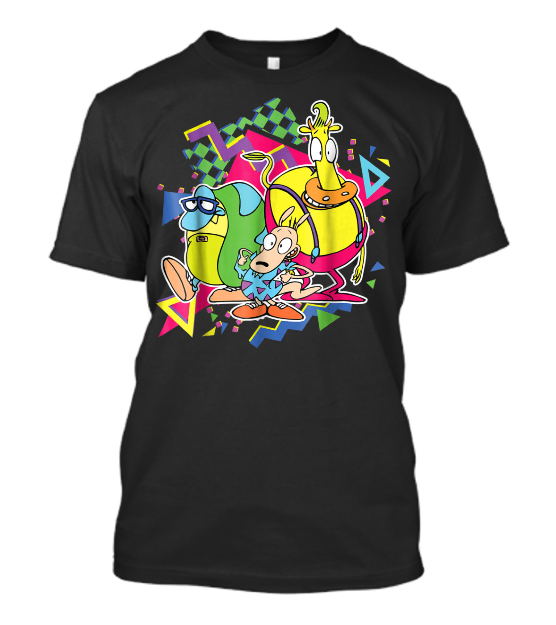 Nickelodeon Rocko's Modern Life 90's Characters With Geometric T-Shirt