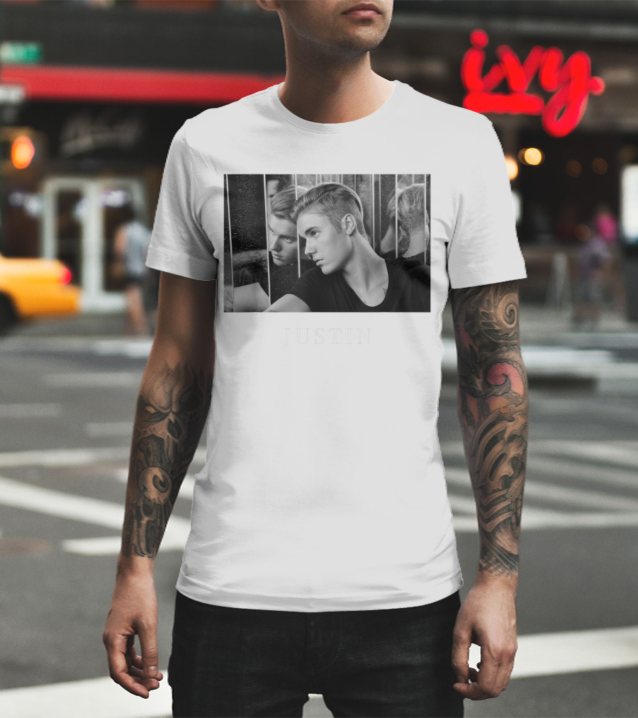 Justin Bieber Reflection Mirror Photography T-Shirt