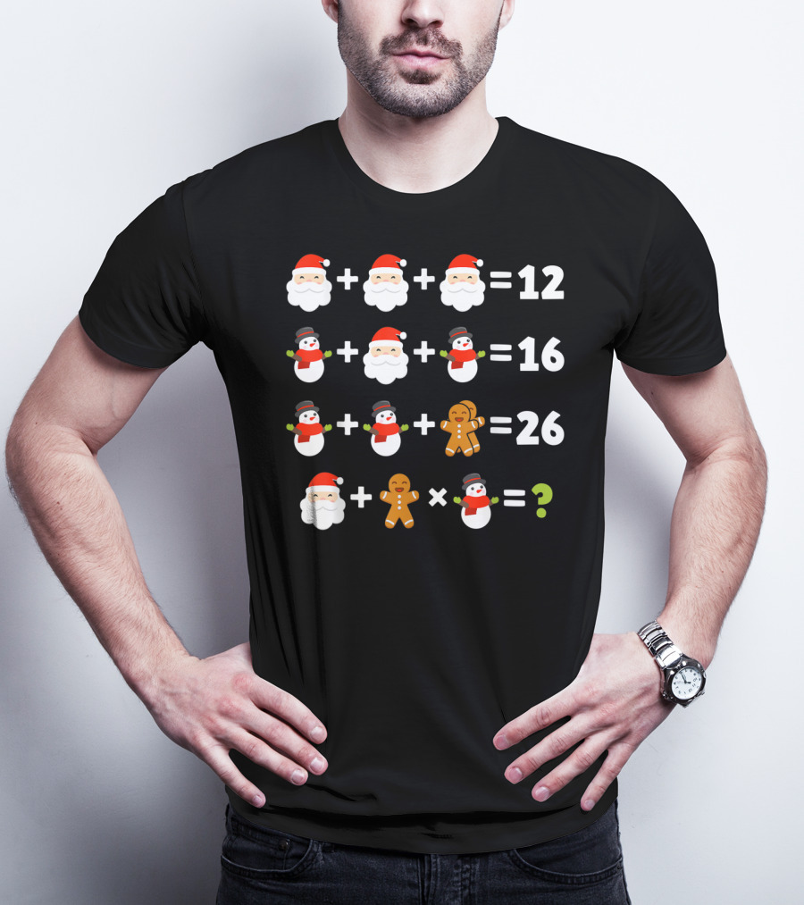 Order Of Operations Santa Snowman Math Puzzle T-Shirt