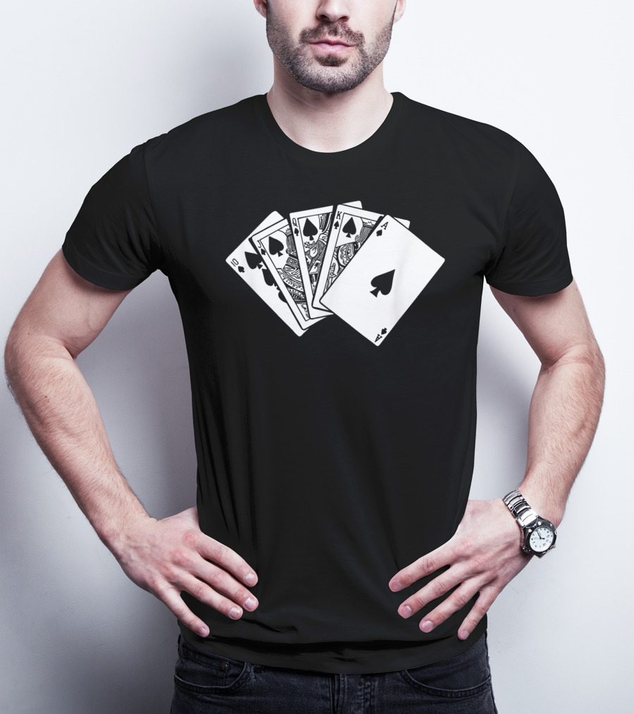Royal Flush Spades Poker Hand Card Game T-Shirt