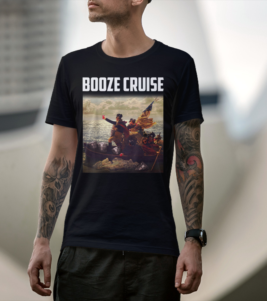Booze Cruise Red Cups And Revolutionary Boat Party With Shades T-Shirt