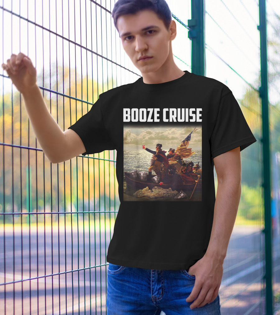 Booze Cruise Red Cups And Revolutionary Boat Party With Shades T-Shirt