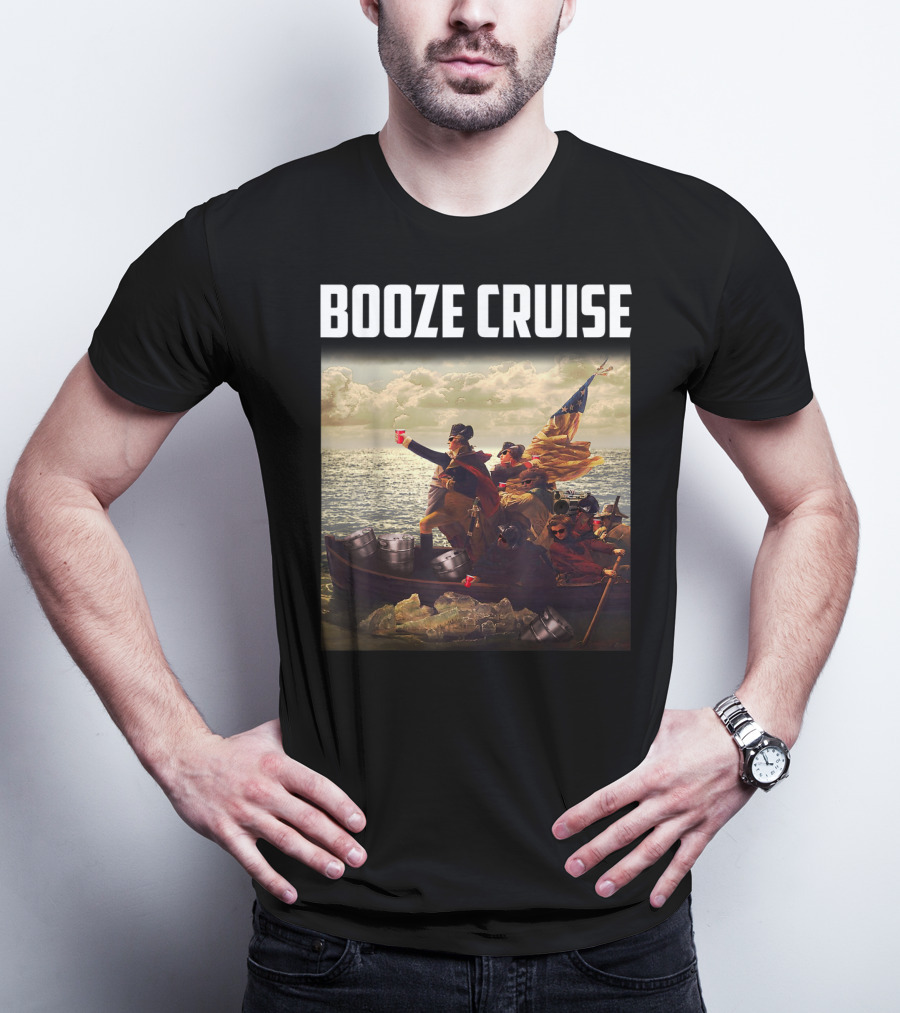 Booze Cruise Red Cups And Revolutionary Boat Party With Shades T-Shirt