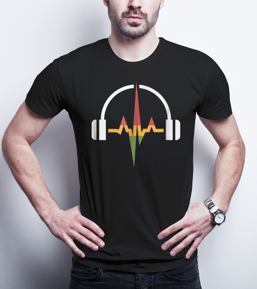 Rasta Headphones Music Wave With Reggae Color Sound Wave T-Shirt