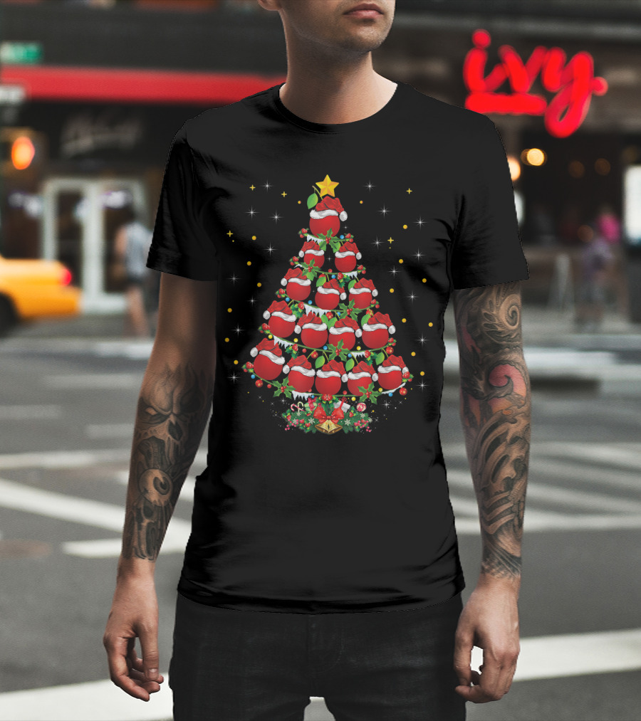 Santa Hat Cherries Lover Xmas Cherry Tree T-Shirt