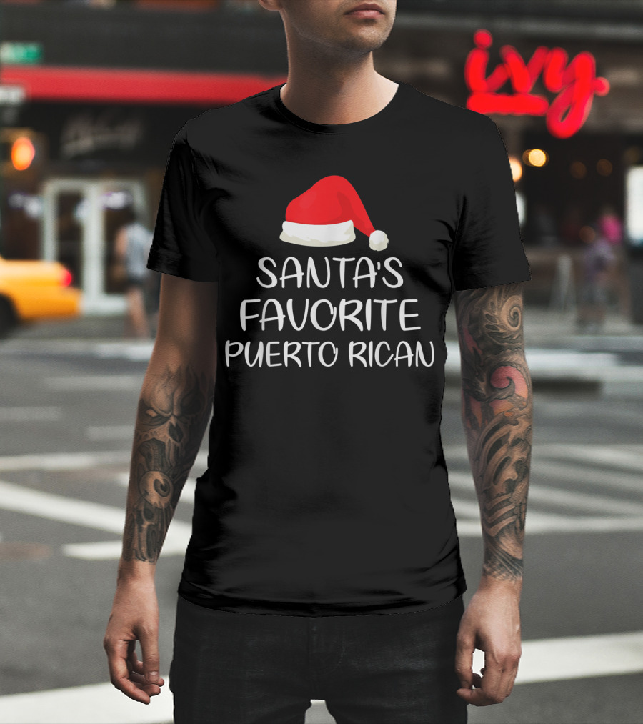 Santa's Favorite Puerto Rican Santa Hat T-Shirt
