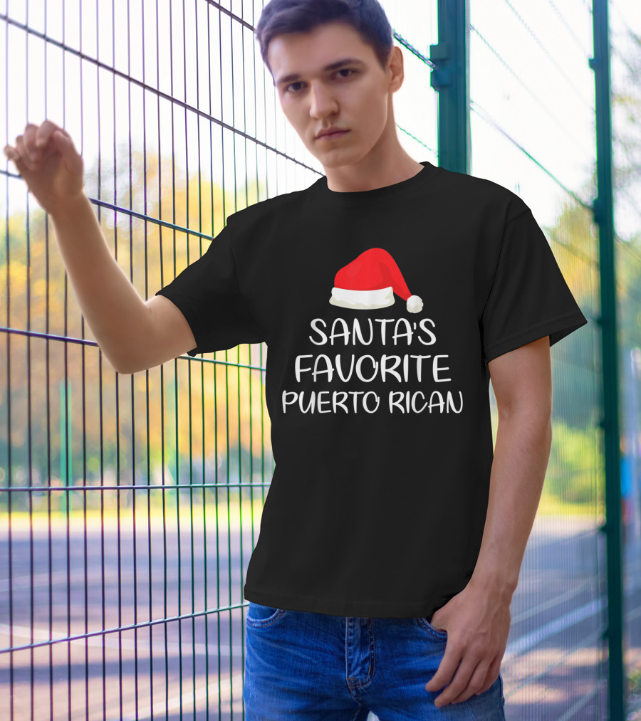 Santa's Favorite Puerto Rican Santa Hat T-Shirt