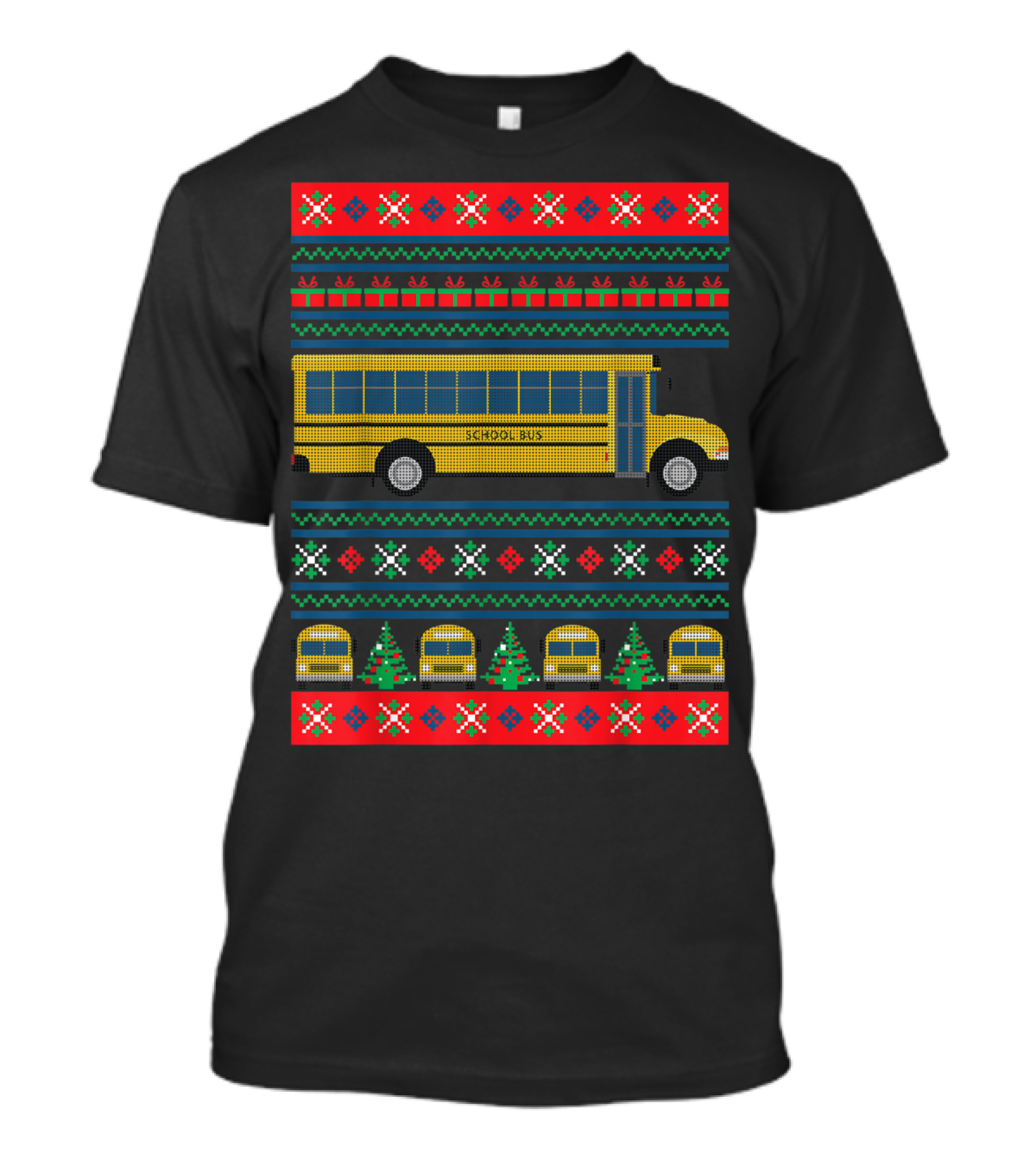 School Bus Ugly Christmas Sweater Driver Holiday T-Shirt