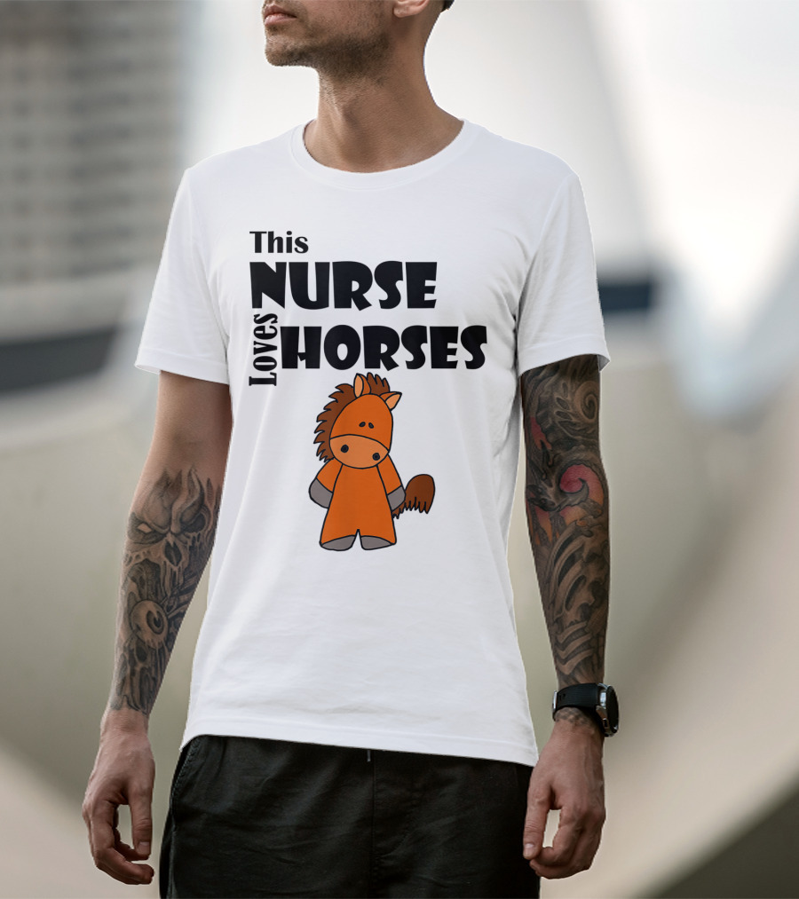 This Nurse Loves Horses Cartoon T-Shirt