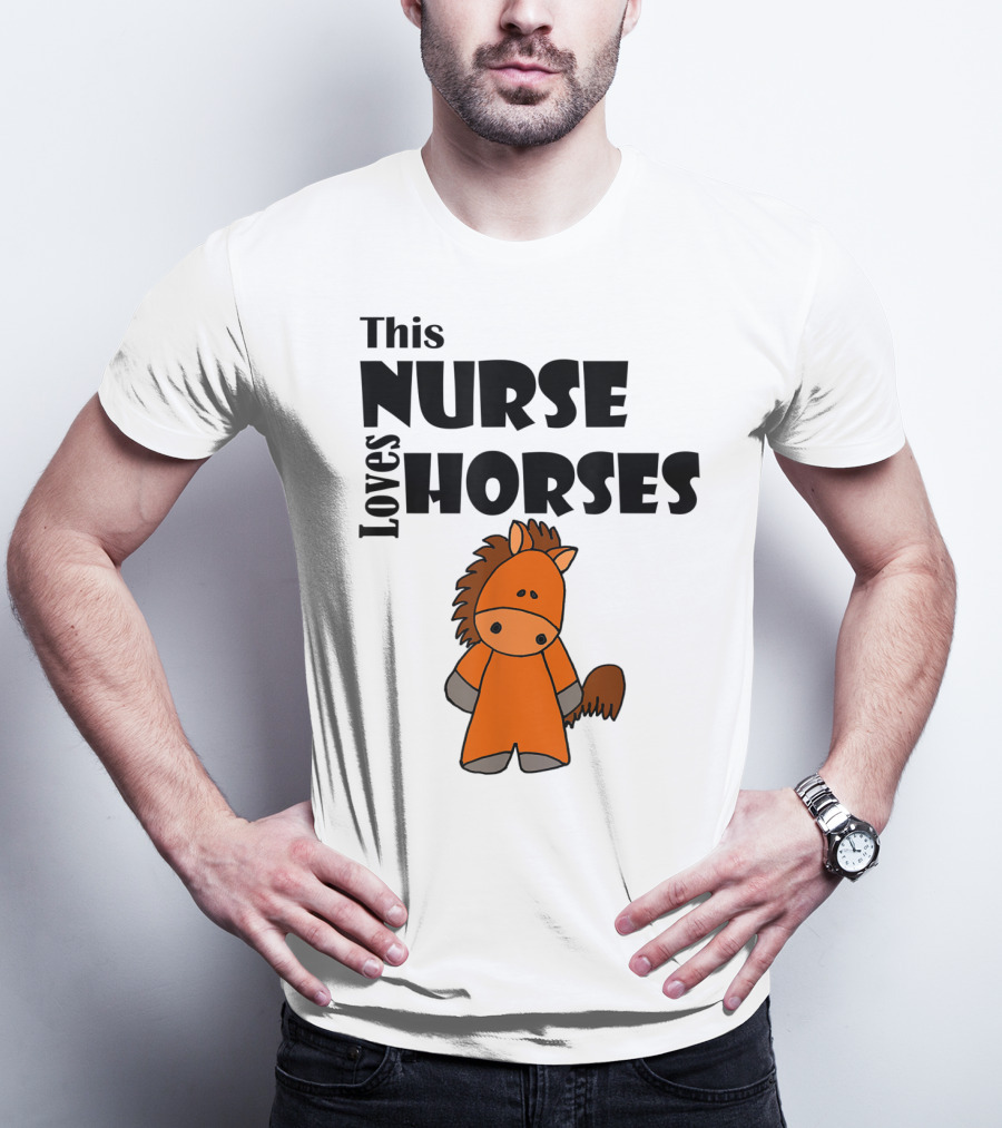 This Nurse Loves Horses Cartoon T-Shirt