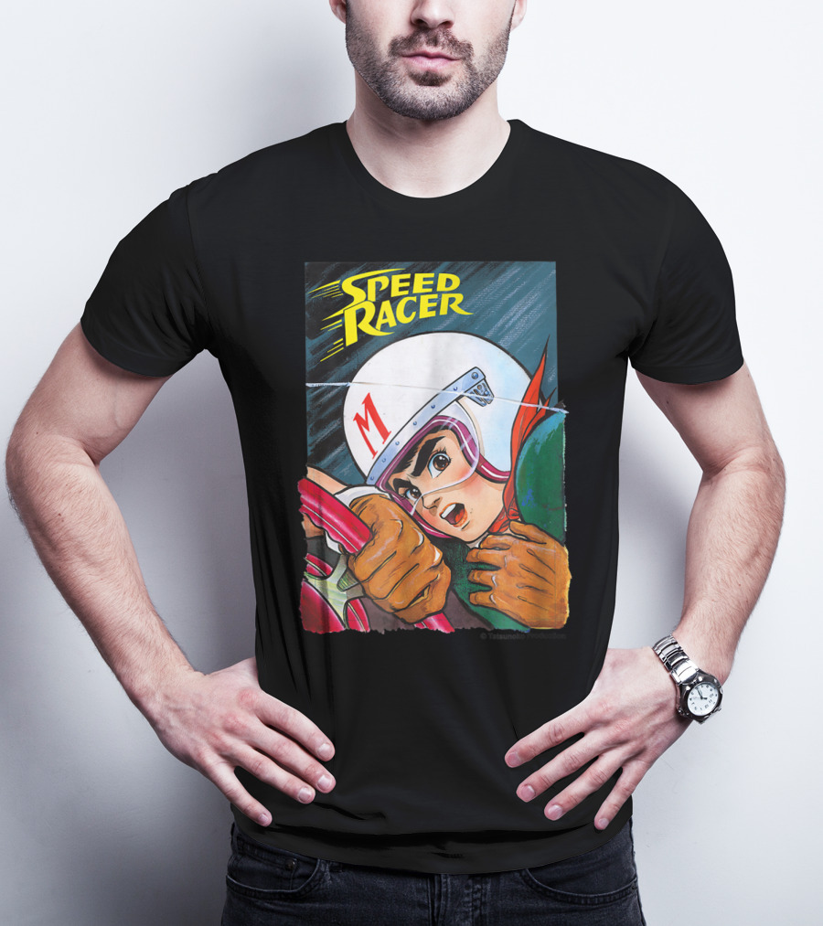 Speed Racer Close Up Helmet And Steering Wheel Action T-Shirt
