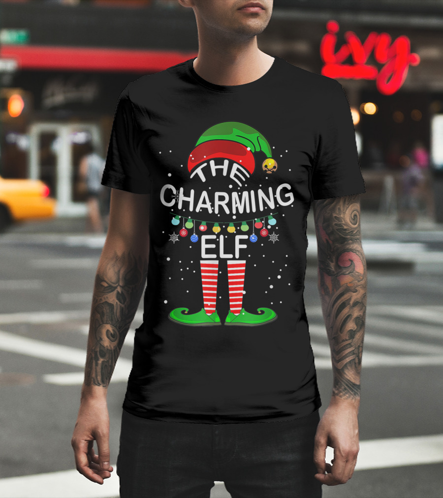 The Charming Elf With Festive Hat And Striped Shoes T-Shirt