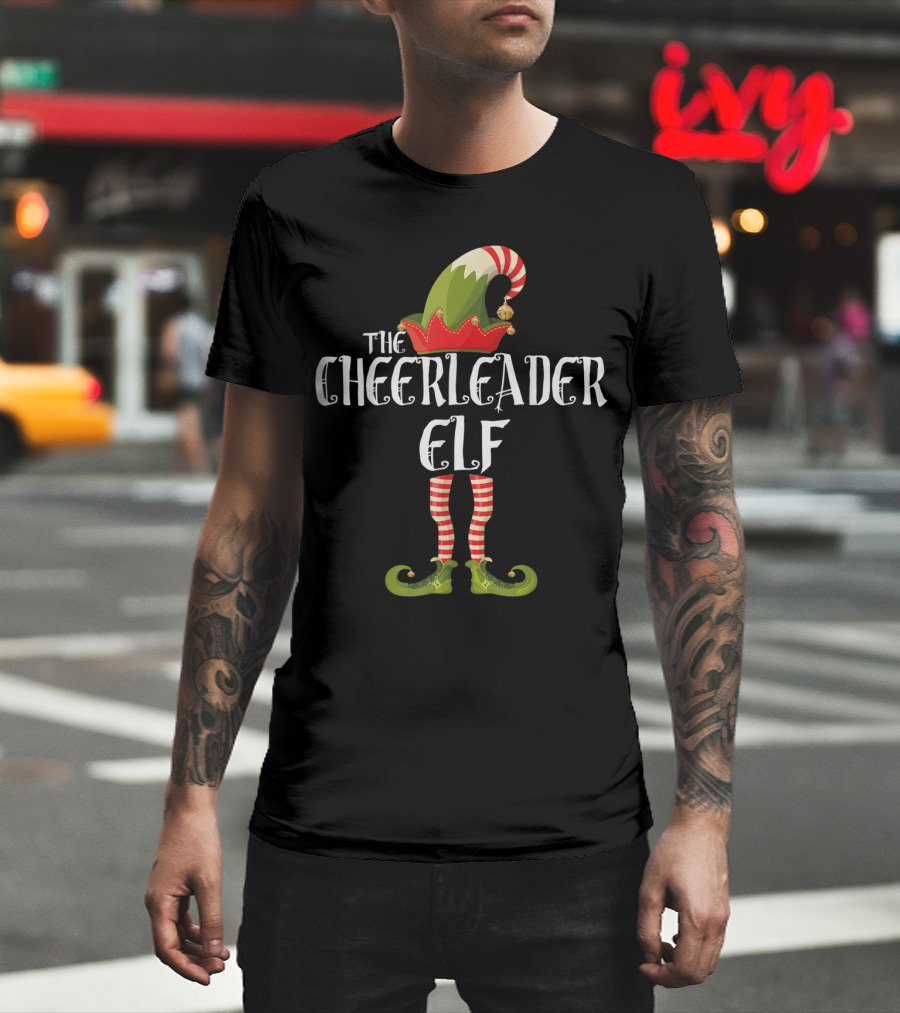 The Cheerleader Elf In Festive Striped Costume T-Shirt