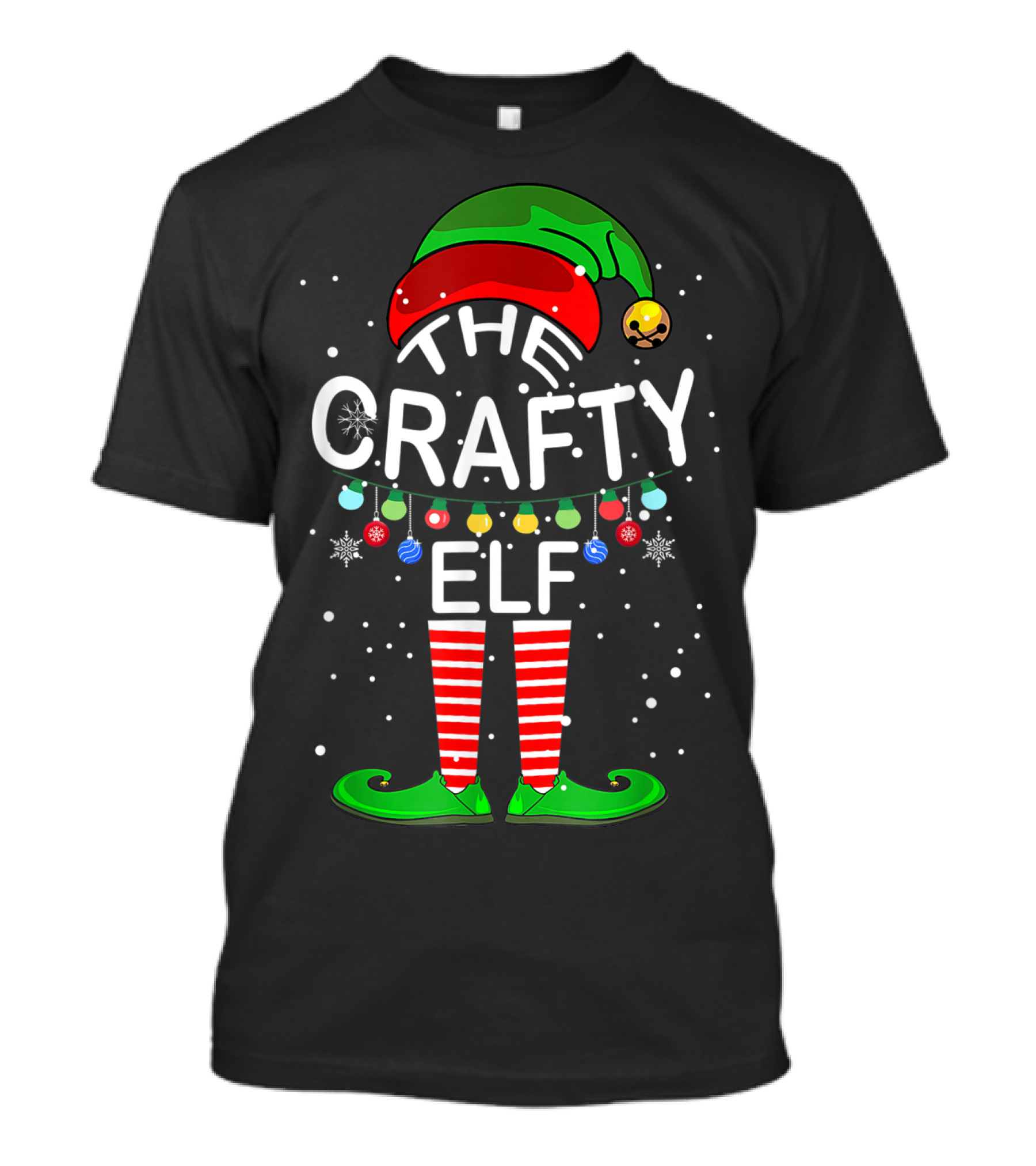 The Crafty Elf Festive Holiday Family Matching Group Snowflakes Lights Decor T-Shirt