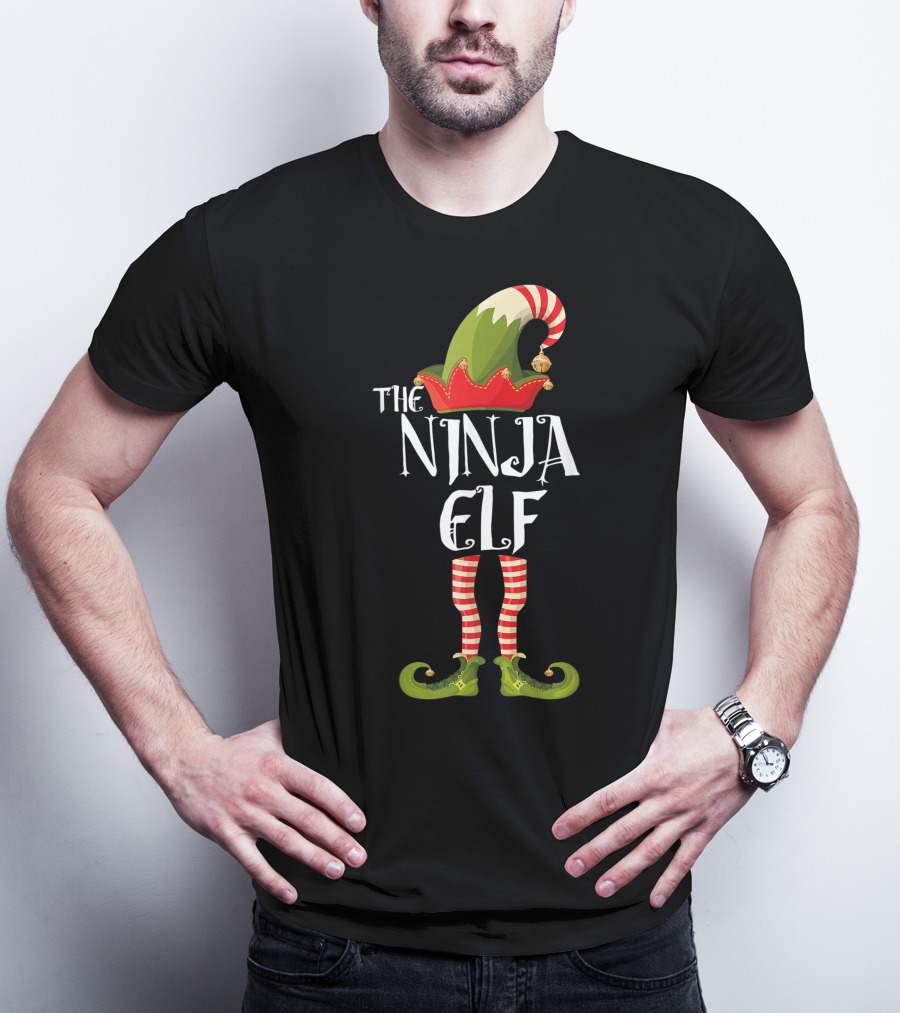 The Ninja Elf Striped Hat And Shoes T-Shirt