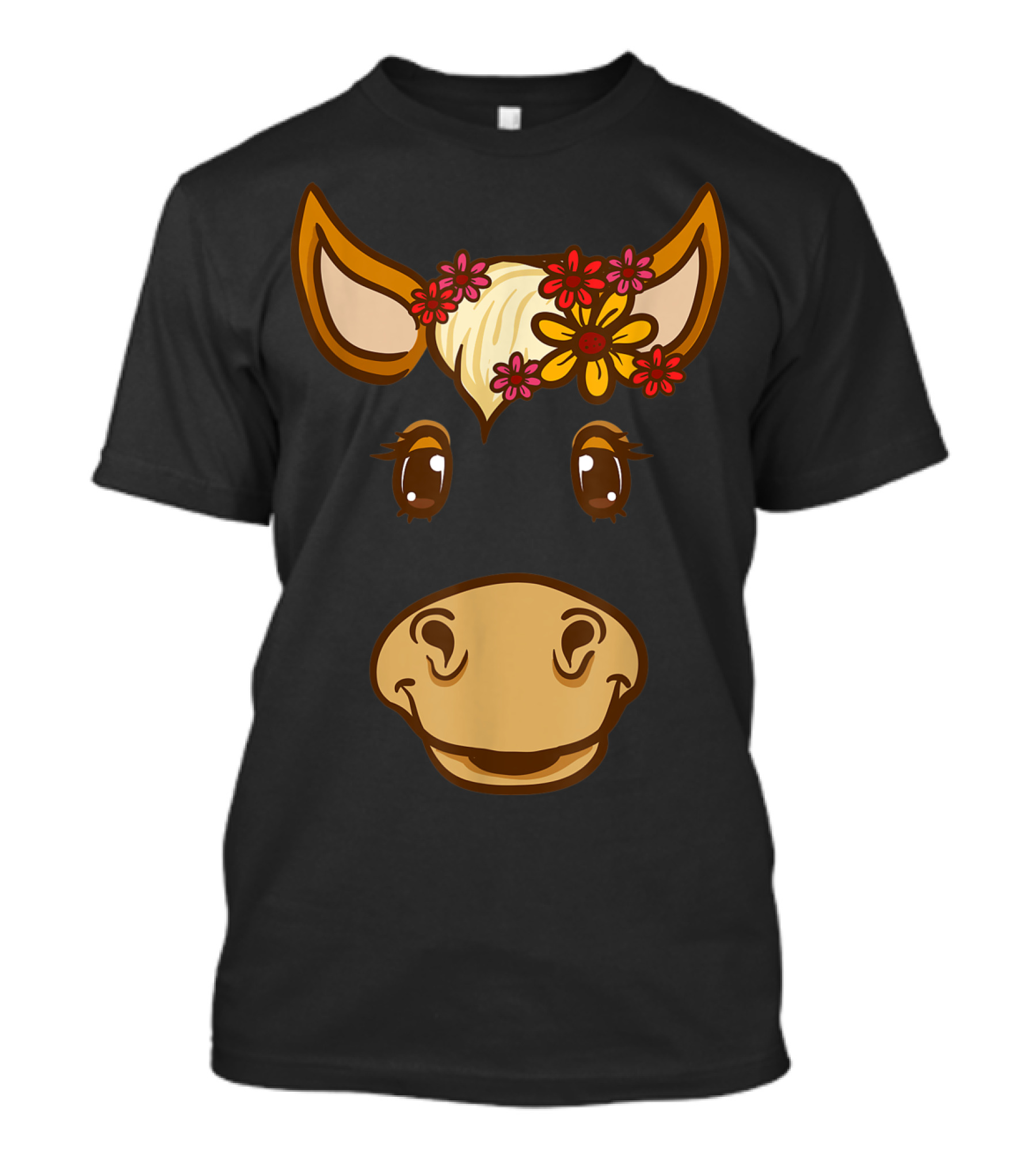Cute Horse Face With Flowers For Horseback Riding Owner T-Shirt