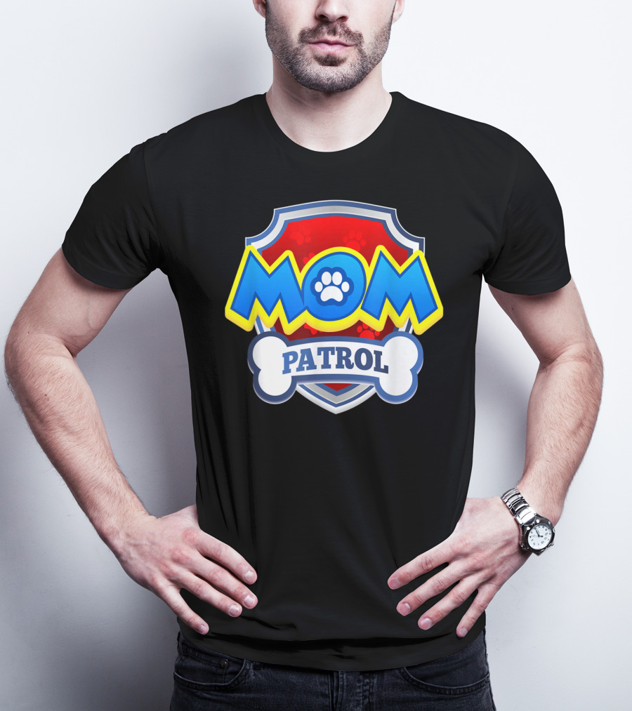 Mom Patrol Dog Paw Shield Badge T-Shirt