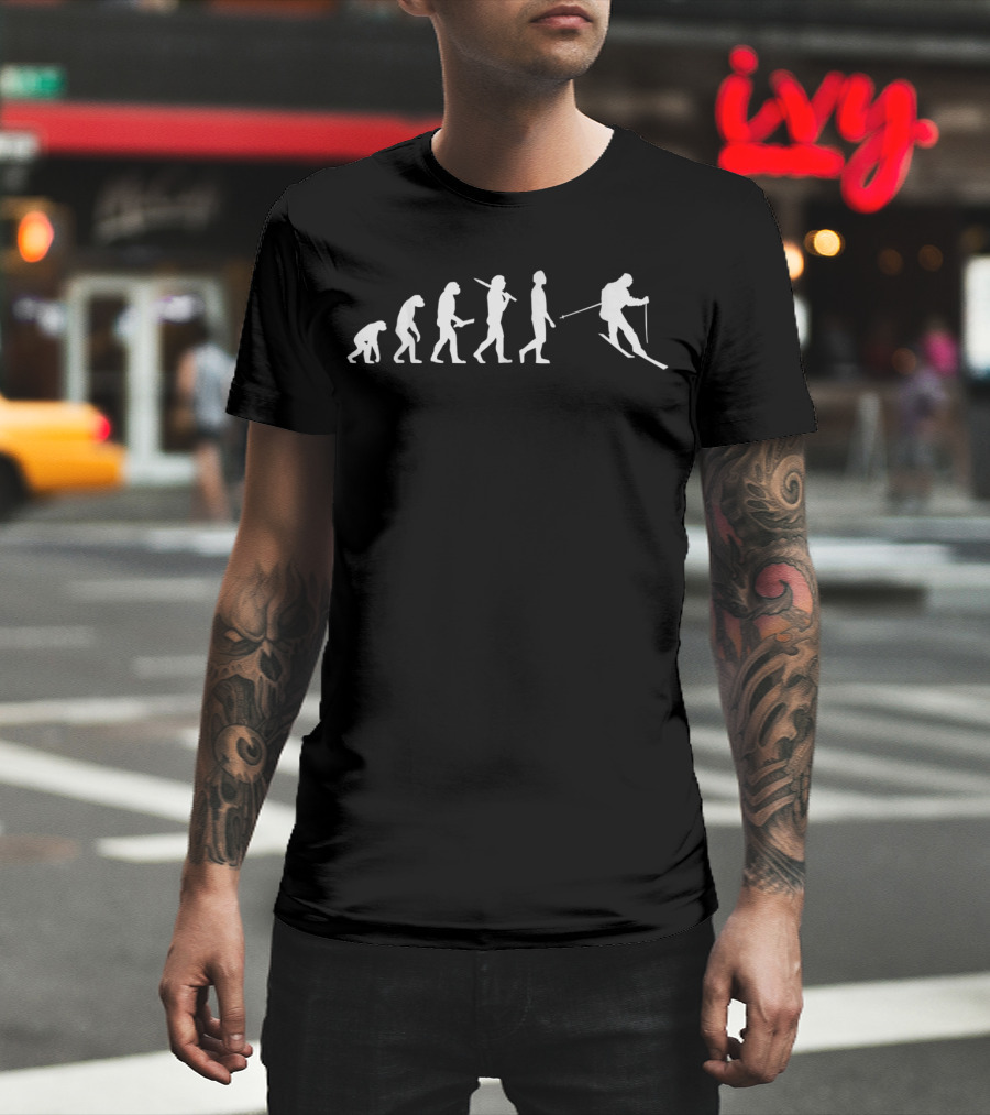 Skiing Evolution Funny T-Shirt For Skiing Enthusiasts T-Shirt