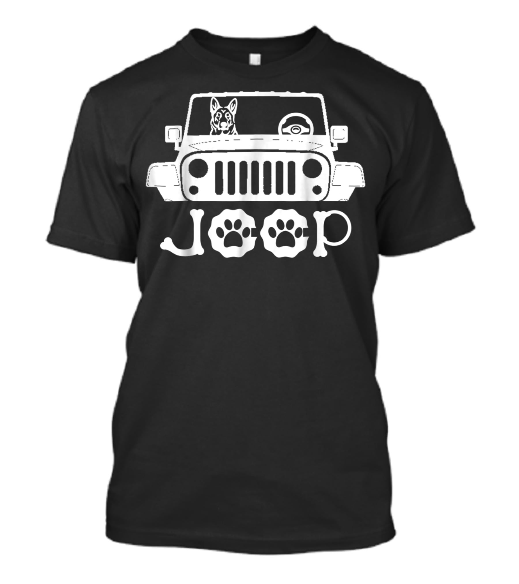 German Shepherd Dog Riding Jeep Joop With Paw Prints T-Shirt