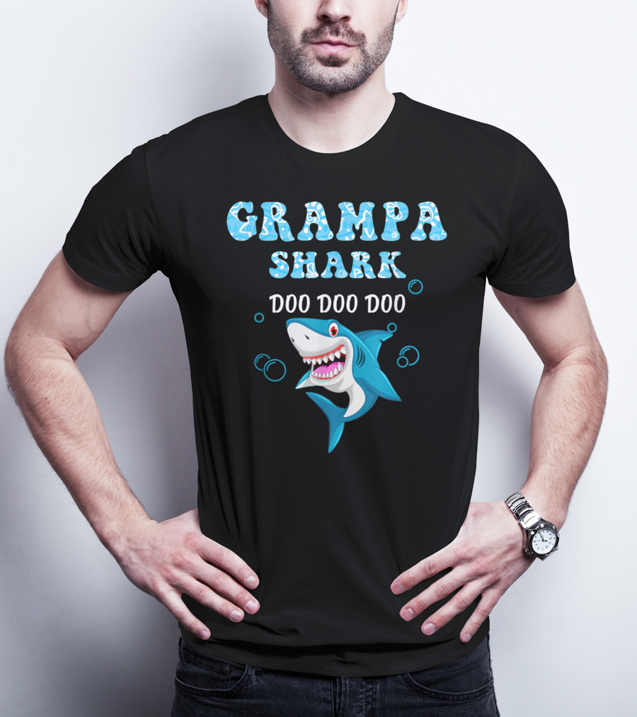 Grampa Shark Doo Doo Doo Playful Cartoon Shark T-Shirt