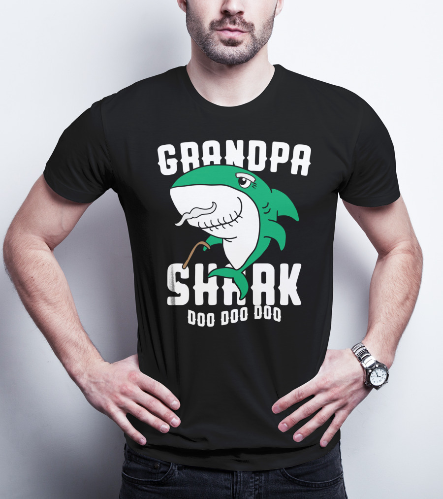 Grandpa Shark Doo Doo Doo Halloween Chr Dad Grandfather T-Shirt