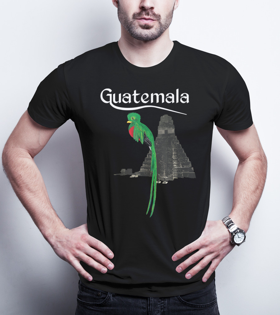 Guatemala Quetzal Chapin Vintage Maya Antigu Pyramid T-Shirt