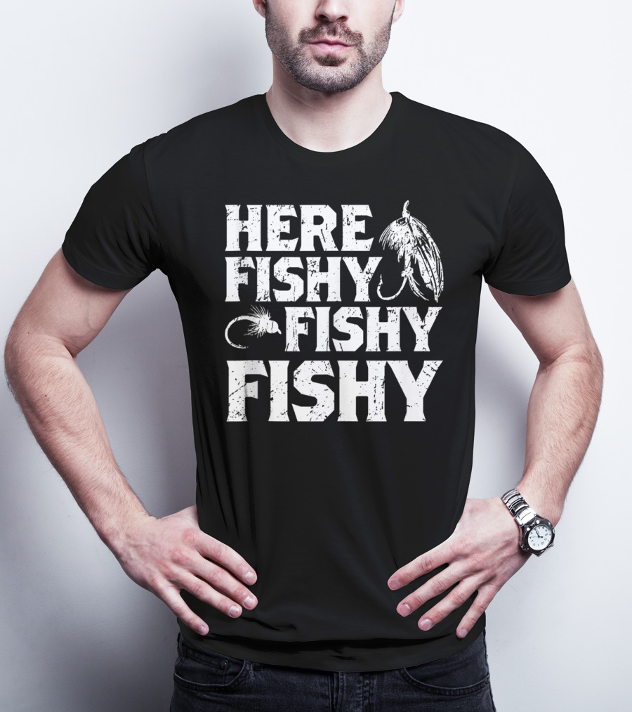 Here Fishy Fishy Fishy Father's Day Fishing Lure T-Shirt