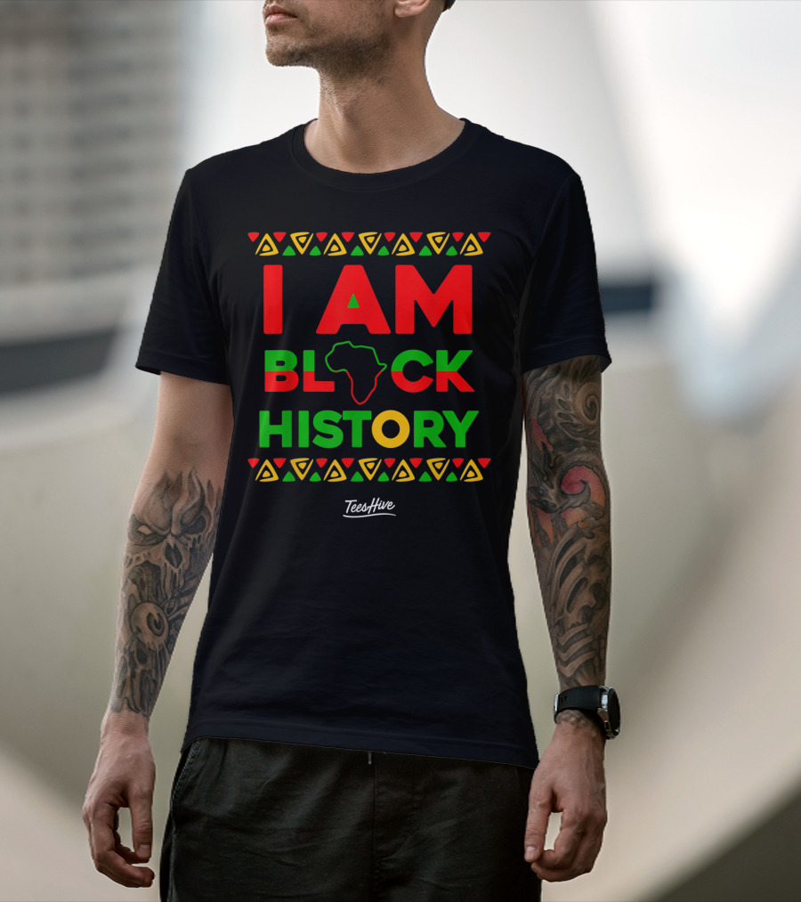 I Am Black History African American Black Pride Africa Map TeesHive T-Shirt