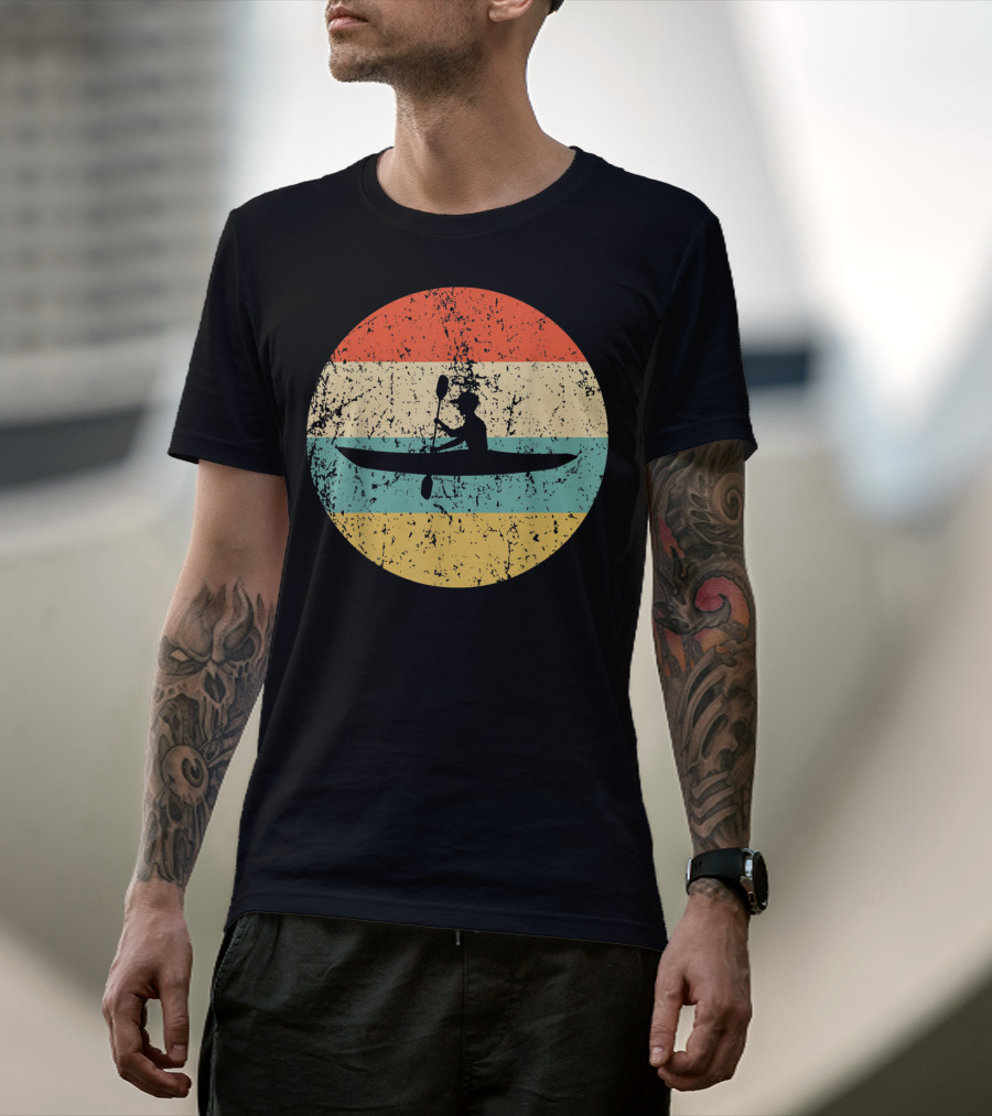 Kayaking Vintage Kayak Retro Silhouette Paddle Adventure T-Shirt